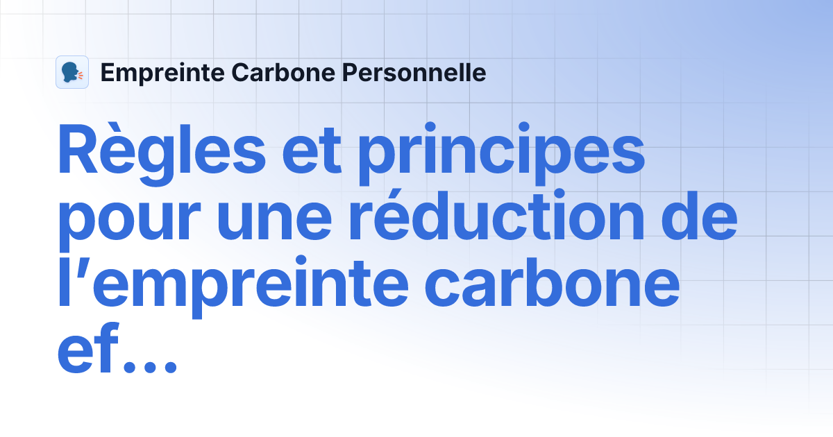 Règles et principes pour une réduction de l’empreinte carbone efficace et pérenne | Empreinte ...